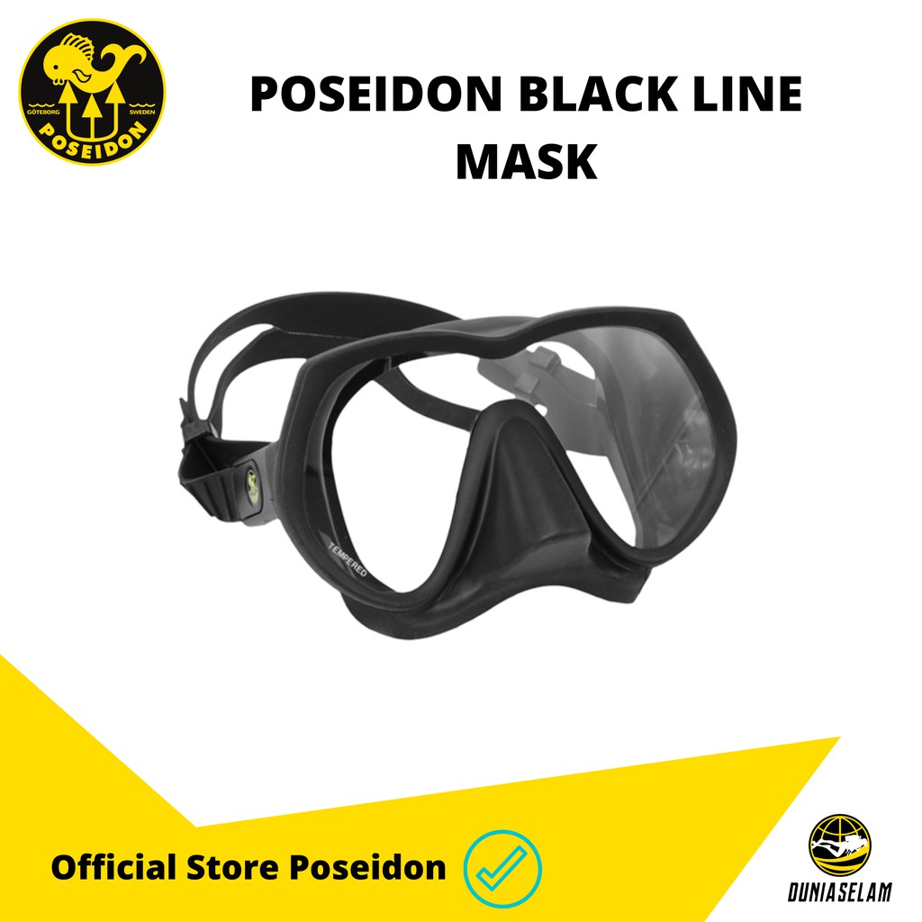 Jual Kacamata Selam Diving Mask Poseidon Black Line Mask | Shopee Indonesia