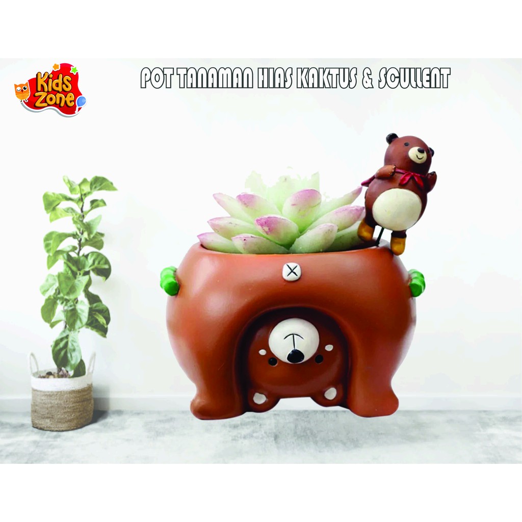 Jual Pot bunga Tanaman hias mini Kaktus dan skulen karakter hewan ...