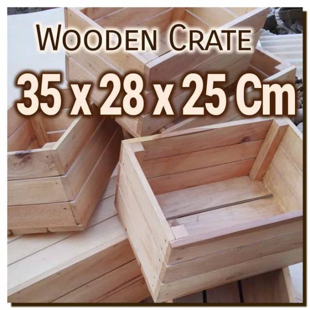 Jual Wooden crate 35x28x25cm peti kayu kotak tempat penyimpanan kayu ...
