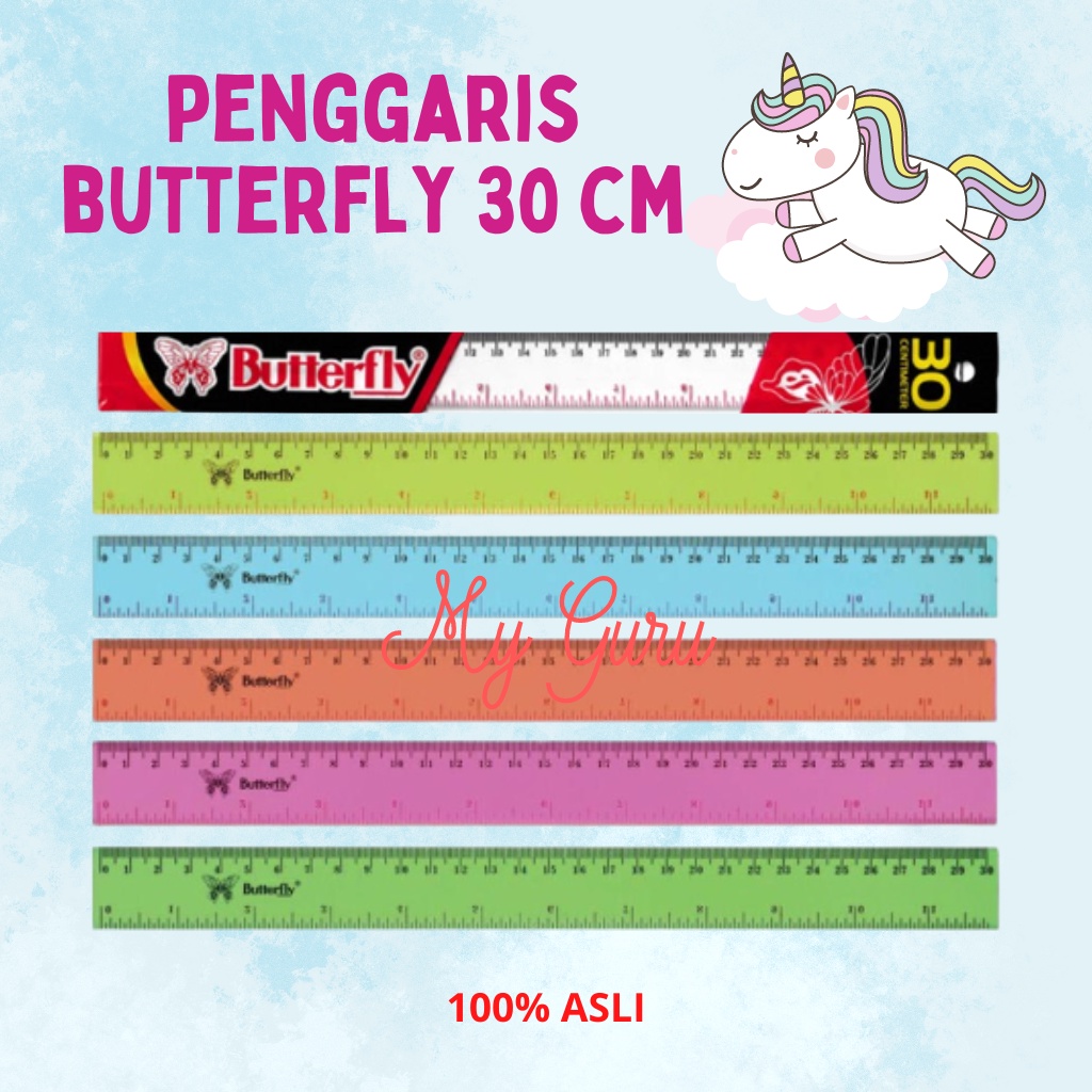 Jual [PCS] PENGGARIS / GARISAN BUTTERFLY 30 CM BENING / WARNA | Shopee ...