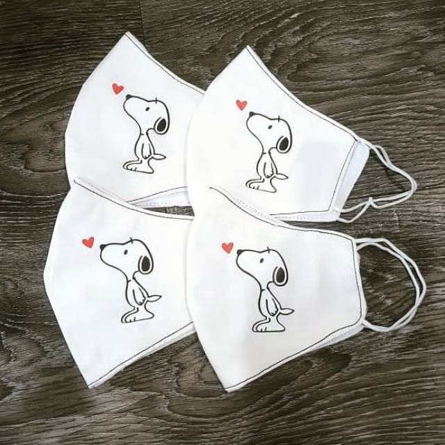 Jual MASKER SRITEX SNOOPY LOVE PUTIH ISI 4 PCS | Shopee Indonesia