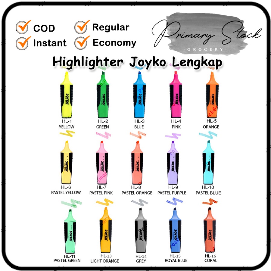 Jual Highlighter Joyko HL Pastel Set Satuan Stabilo Spidol Marker ...