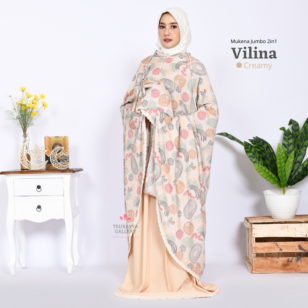 Jual MUKENA MOTIF DEWASA 2 IN 1 JUMBO PREMIUM VILINA | Shopee Indonesia