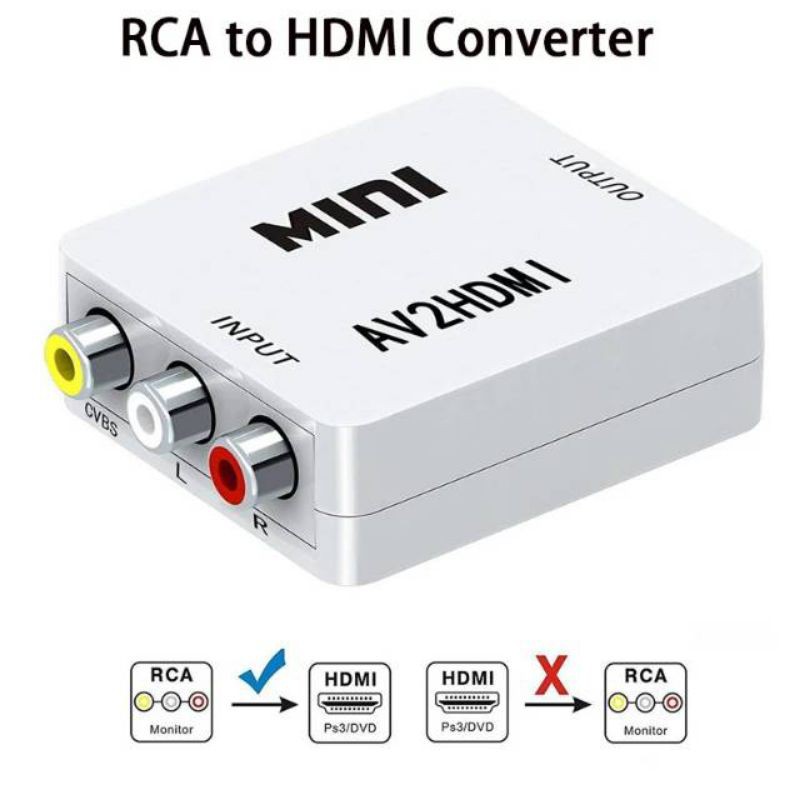 Jual Converter RCA to HDMI / Converter AV2Hdmi / RCA TO HDMI Box | Shopee Indonesia