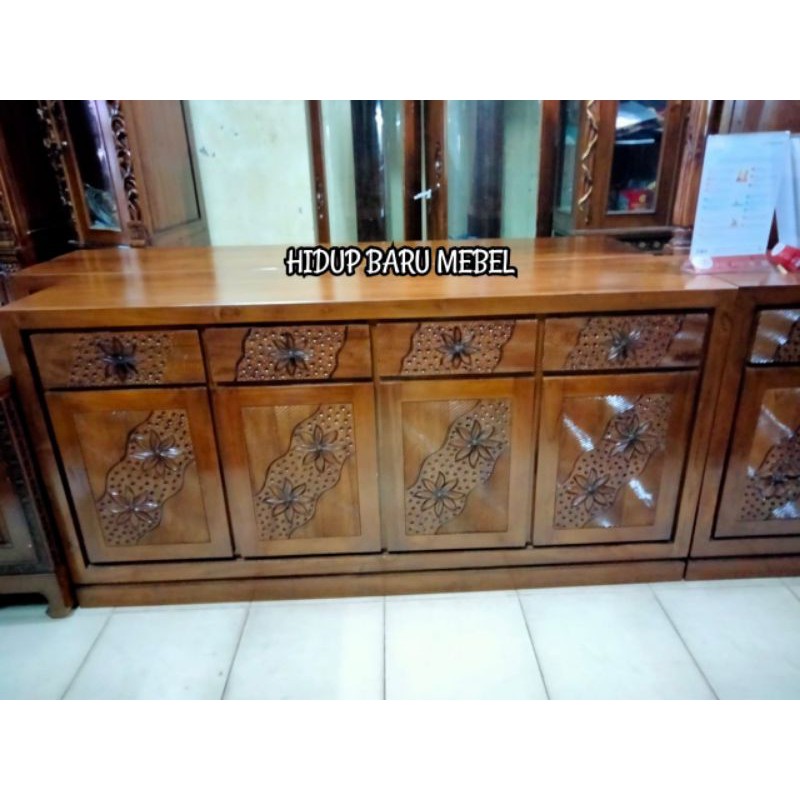 Jual Bufet tv minimalis / lemari televisi ukir ukiran bupet tv kayu ...