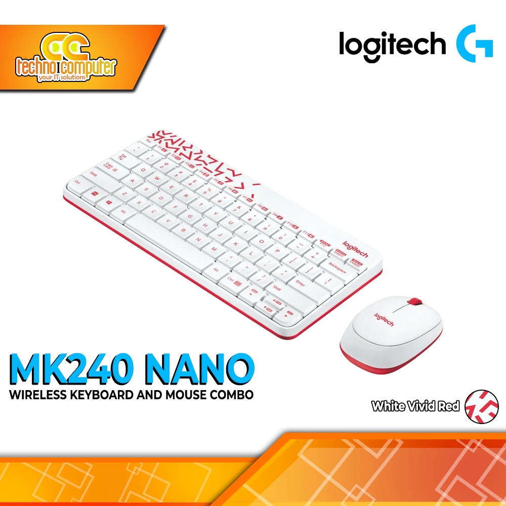 Jual LOGITECH MK240 Nano Wireless White - Office Keyboard & Mouse ...
