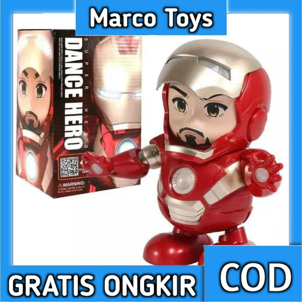 Jual Mainan Anak Dancing Robot Dance SuperHero Ironman Mainan Dance ...
