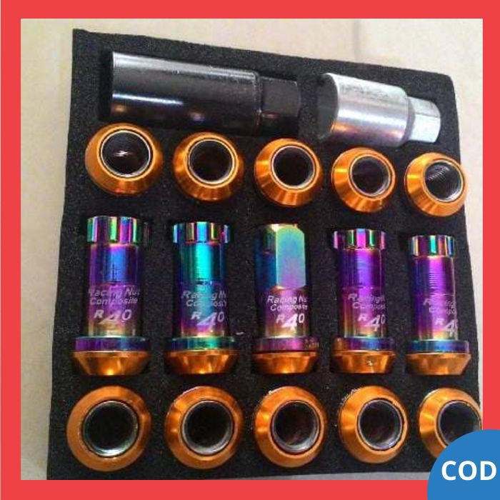 Jual Baut Roda Mobil Racing Lugnut 1 5 MM R40 Titanium Baut Velg Mobil ...