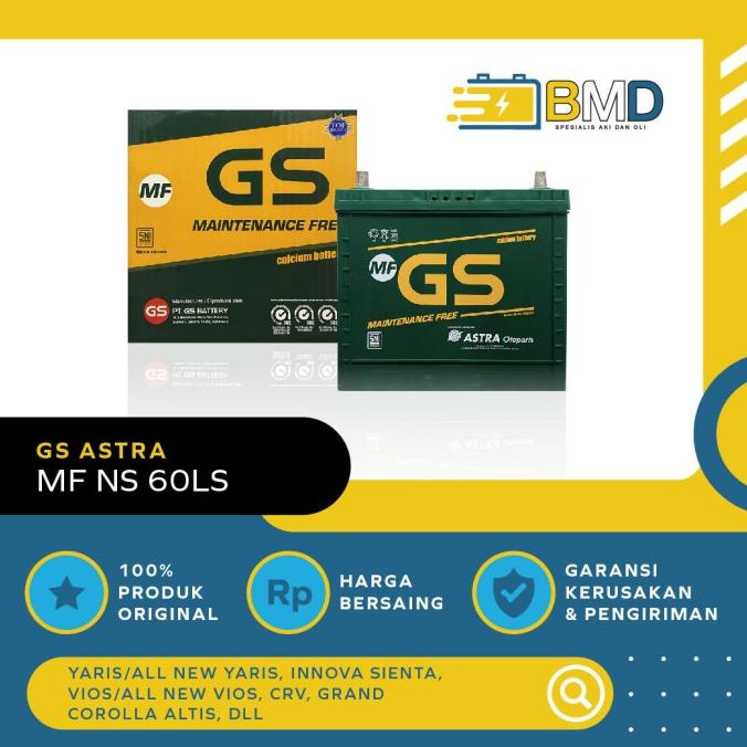 Jual Aki Mobil GS ASTRA MF NS60LS untuk Yaris, Innova, Vios, CRV, Sienta | Shopee Indonesia