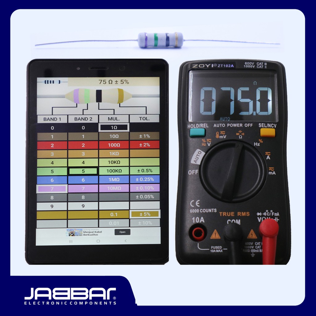 Jual RESISTOR 75 OHM 1W 5% DIP - ABU-ABU - 10PCS | Shopee Indonesia