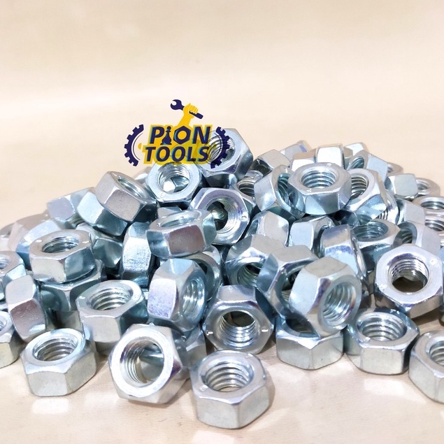 Jual Mur Besi M12 Putih kunci 19 p1.75 Nut Mur Baut 12 mm Mur Putih ...