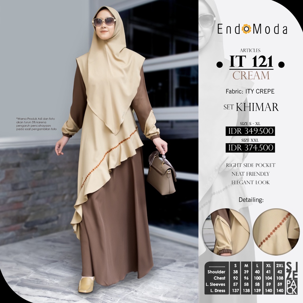 Jual GAMIS MUSLIMAH ENDOMODA IT 121 CREAM ( SET GAMIS DAN JILBAB ...