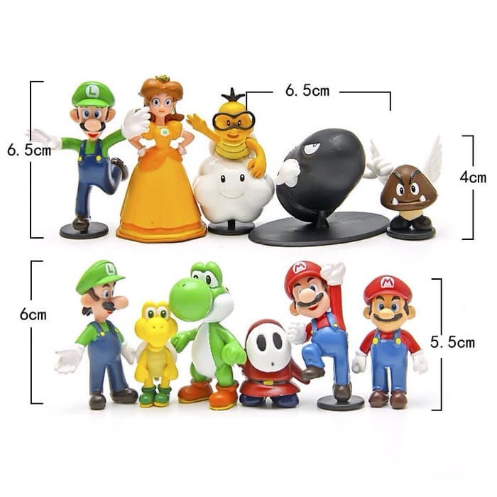 Jual Mainan Figure Mario Bros Set Luigi Yoshi Daisy Peach Lemmy Topper ...