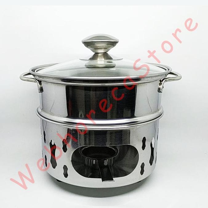 Jual Mini Food Warmer Pot 18cm/ Panci Saji Pemanas Sop Buntut Stainless ...