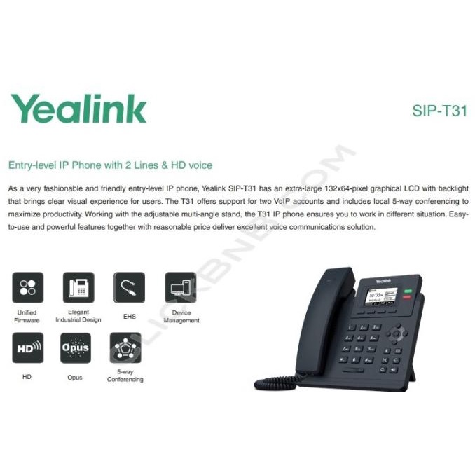 Jual Yealink SIP-T31P Entry Level IP Phone [PoE Integrated] | Shopee Indonesia