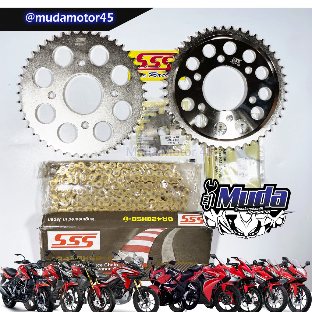 Jual GIR SET RANTAI SSS CBR150R CB150R K45 K45G K45N K15M K45R 4 6 HOLE 428 H SBT 130 L RANTE ...