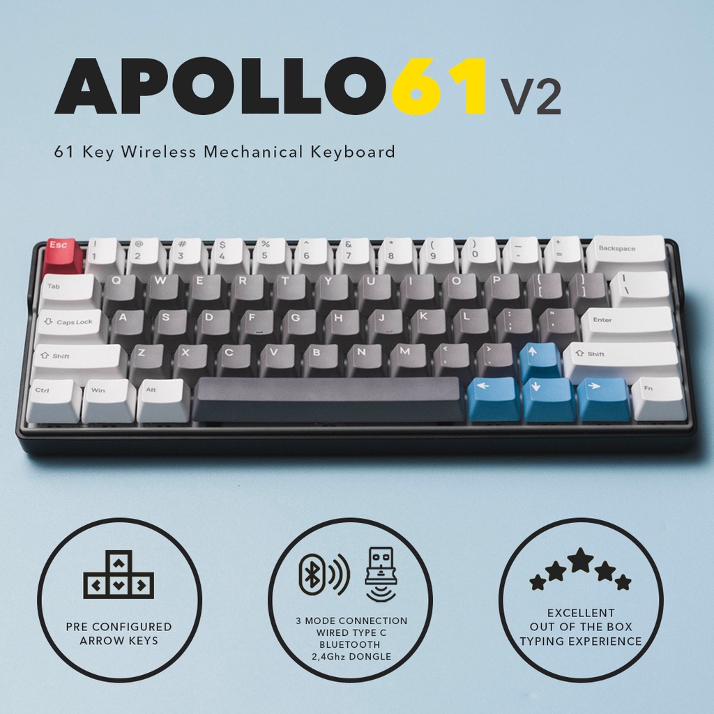 Jual APOLLO61 v2 Wireless Mechanical Keyboard by Press Play! | Shopee ...