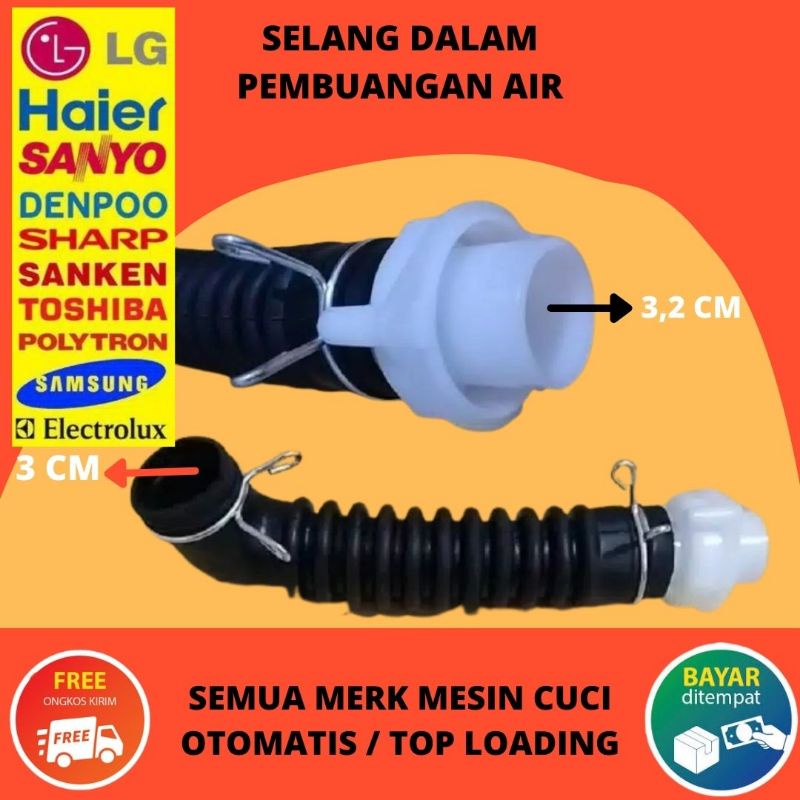 Jual Selang Slang Drain Pembuangan Elastis Dalam Mesin Cuci 1 Tabung ...