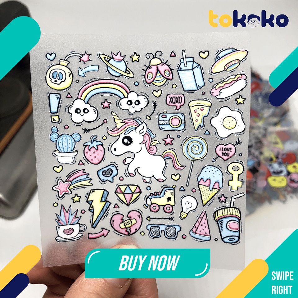 Jual Stiker Sablon Setrika Doodle Lucu Abstrak Sablon DTF Sablon Gosok ...