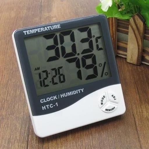 Jual HTC-1 Digital Hygrometer Temperature Meter Termometer Clock HTC 1 ...