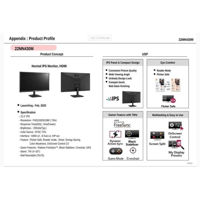 Jual LG 22MN430 LED 22MN430M 22 inch 1920x1080 75Hz HDMI Resmi | Shopee ...