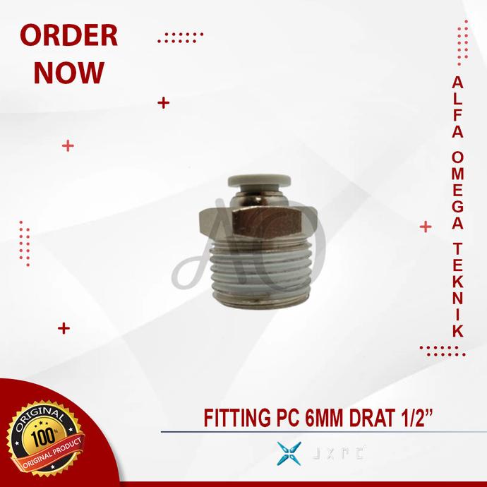 Jual FITTING LURUS PNEUMATIC 6MM DRAT MALE 1/2 INCH NEPEL SELANG PC 06-04 alfaom364 Diminati ...