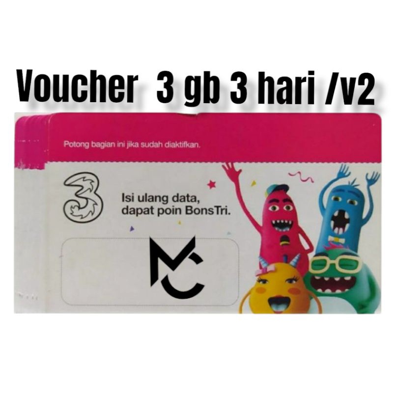 Jual Voucher Tri 3gb 3 hari Happy v2 kuota internet three | Shopee ...