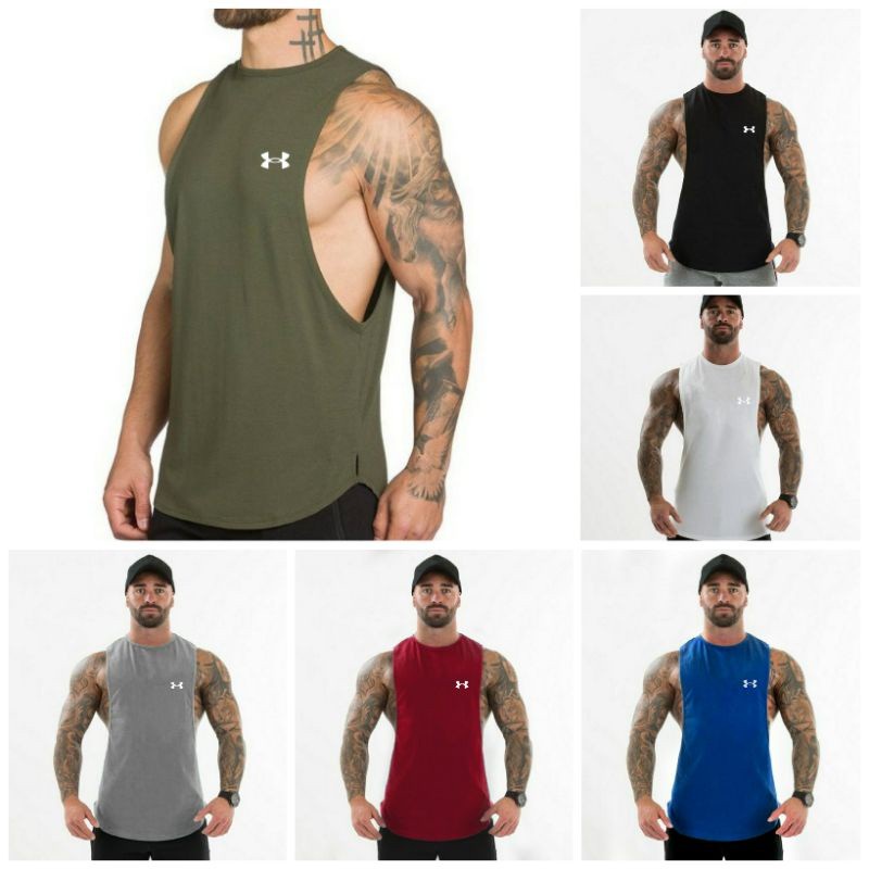 Jual Singlet Low Cut Pria Tanpa Lengan Logo Samping Cotton Sport ...