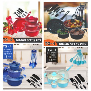 Jual Teflon Panci Set Warna Cookware Set Frypan 18 Pcs | Shopee Indonesia