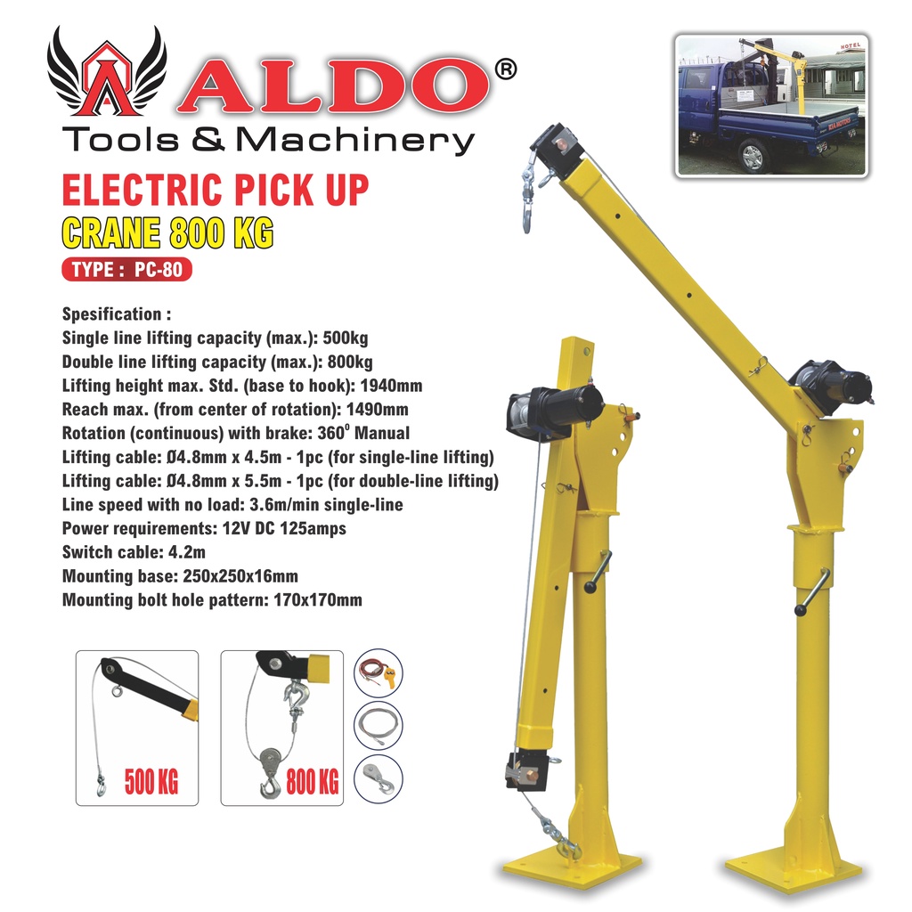 Jual Alat Derek Listrik / Electric Pick Up Crane Type : PC- 80 Aldo ...