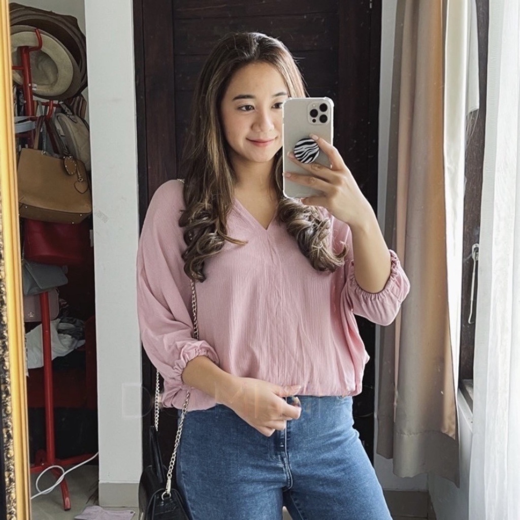 Jual WSE390 - Atasan Hyeri Blouse Jumbo 3XL XXXL Blus Lengan Puff Baju ...