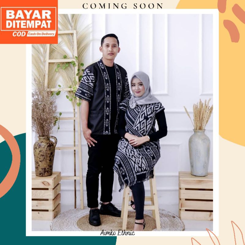 Jual set couple tenun etnik baju set tenun baju couple tenun couple etnik kimono tenun dan dress ...