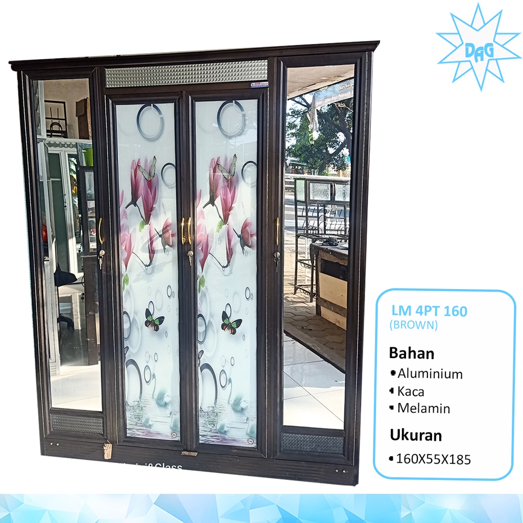 Jual Lemari pakaian kaca pintu 4 160x185,lemari alumunium kaca printing ...