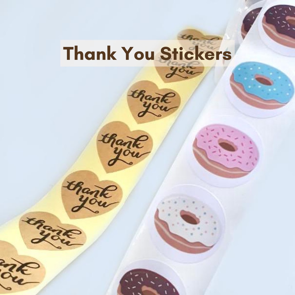 Jual THANKYOU STICKERS/ Stiker Thankyou dan Donat (10 BIJI) | Shopee ...