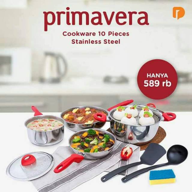 Jual PRIMAVERA cookware 10 pieces stainless steel | Shopee Indonesia