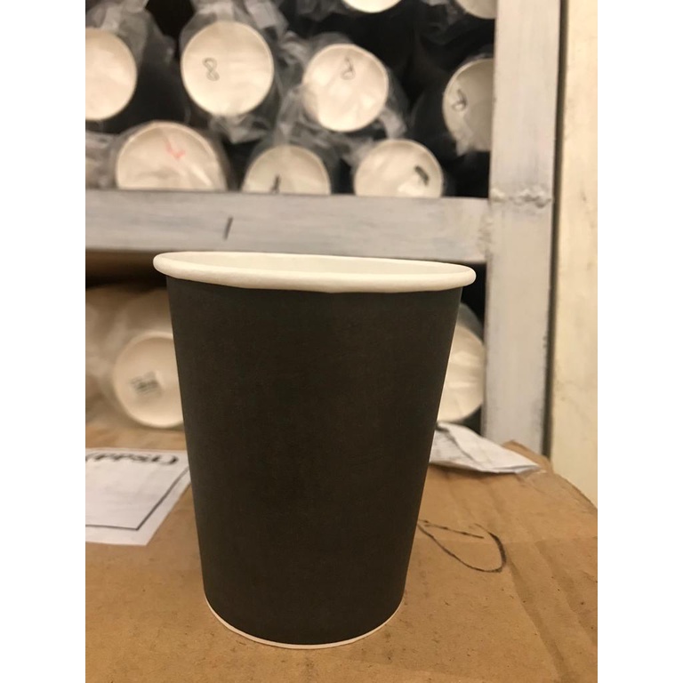 Jual PAPER CUP/GELAS KERTAS HITAM POLOS 8 OZ ISI 50PC | Shopee Indonesia
