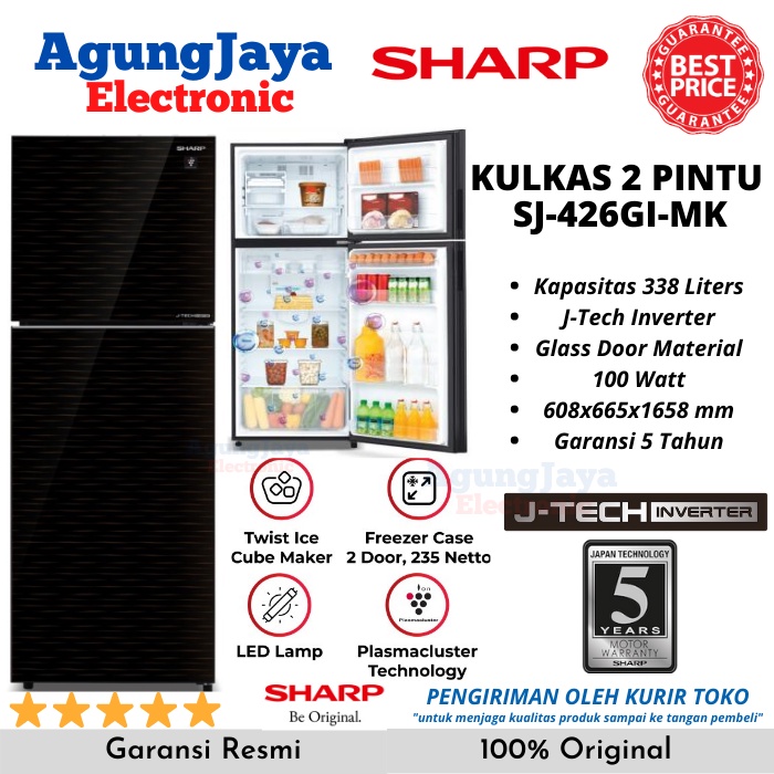 Jual KULKAS SHARP SJ-426GI-MK J-TECH INVERTER PLASMACLUSTER LEMARI ES 2 ...