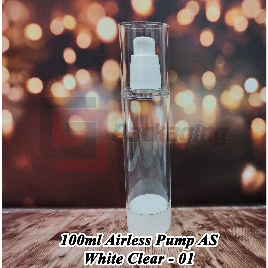 Jual Retail 100ml botol serum / pump airless AS white transparant 100 ...