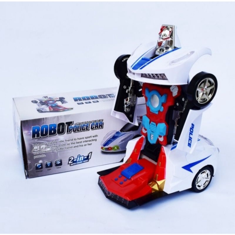 Jual mobilan robot transformer / mainan anak police car mobil robot ...