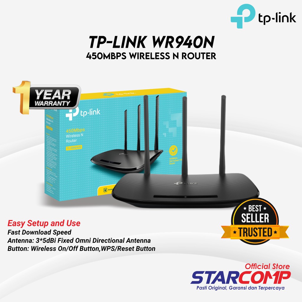 Jual TP-LINK TL-WR940N 450Mbps Wireless N Router TP LINK | Shopee Indonesia