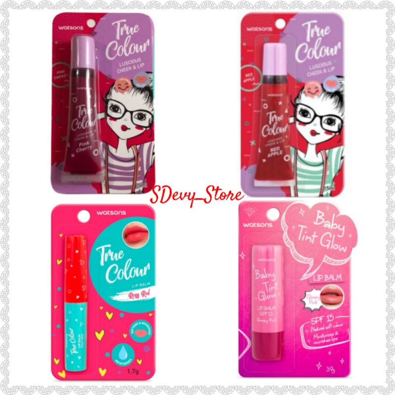 Jual Watsons True Colour Lip Balm Rosy Red - Watsons Fruity Lip Balm ...
