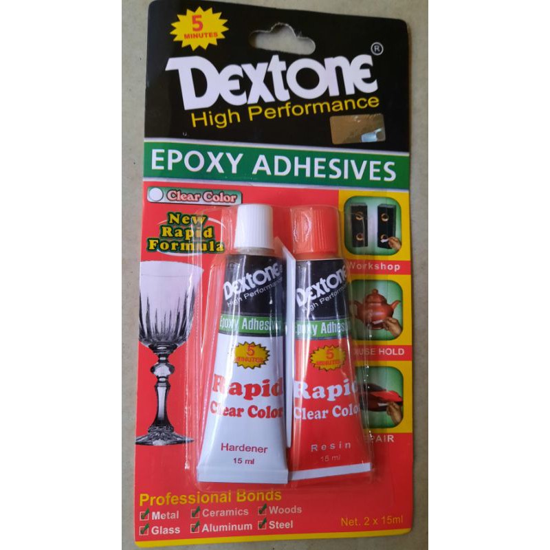 Jual Lem Epoxy Dextone Rapid 5 menit clear/ Bening 2x15 ml | Shopee ...