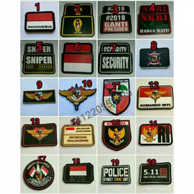 Jual patch Rubber velcro / logo karet Indonesia/NKRI/Pramuka/Perbakin | Shopee Indonesia