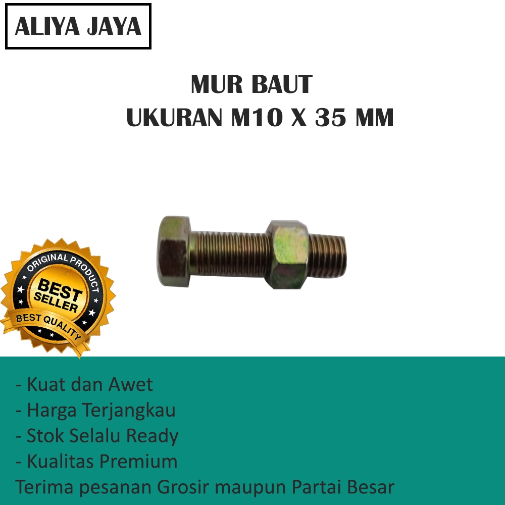 Jual MUR BAUT UKURAN M10 X 35 MM KNG MURAH (HARGA PER 10 PCS) | Shopee Indonesia