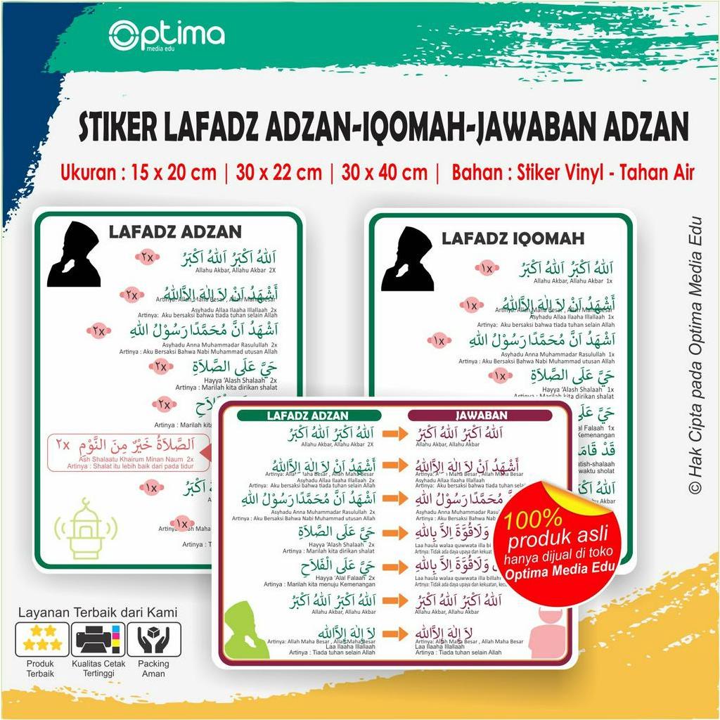 Jual Stiker Panduan Lafadz Adzan - Iqomah - Jawaban Adzan | Shopee ...