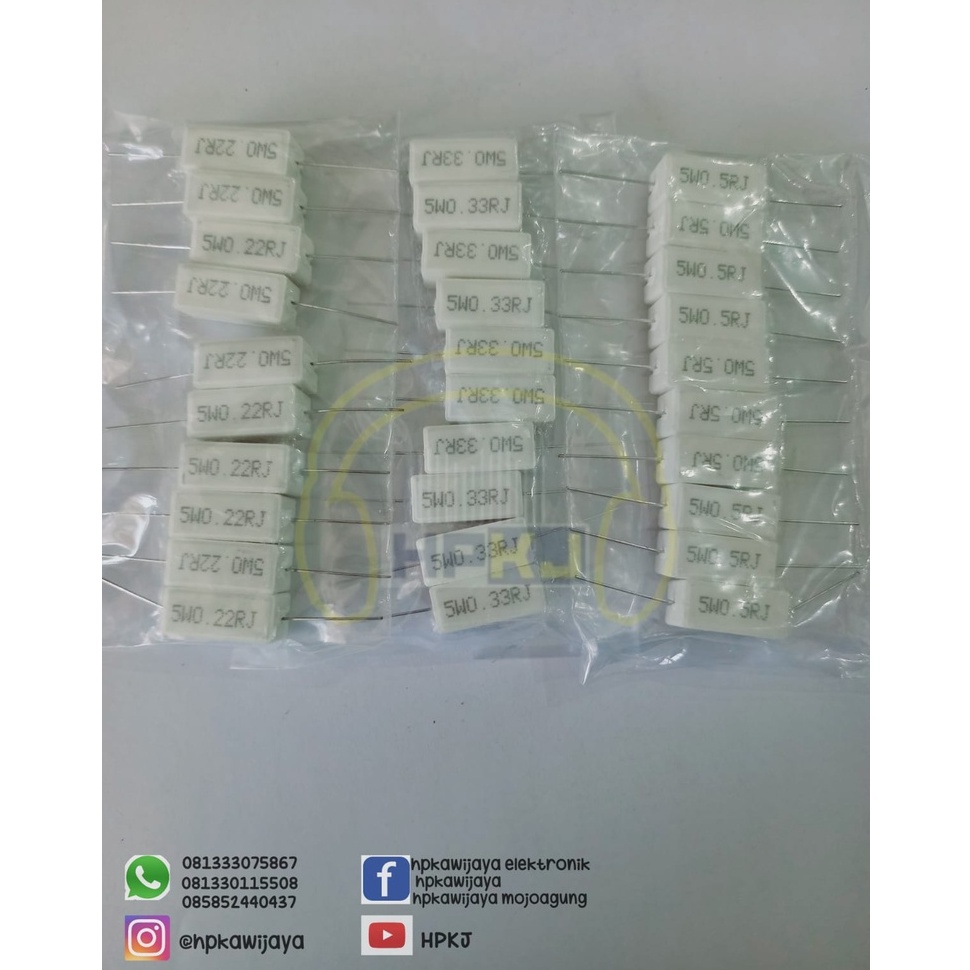 Jual PROMO!!! (10PCS ) RESISTOR KAPUR 5 WATT Resistor 5watt 5W R KAPUR 0.22 0.33 0.5 OHM ...