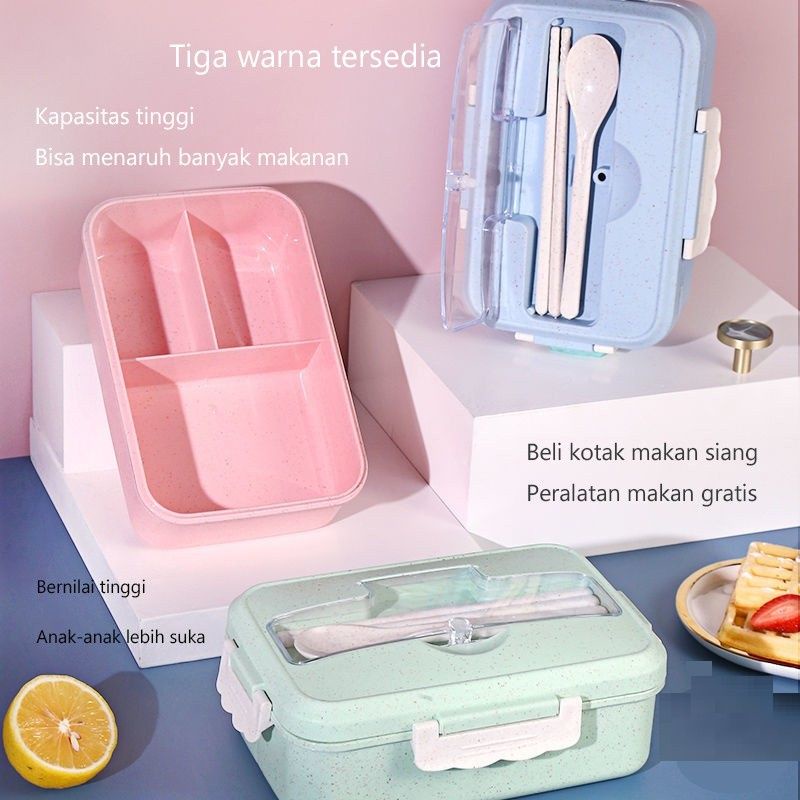 Jual Kotak Makan Anak Lunchbox Lucu Lunch Box Plastik Tempat Makan Satu Set Kotak Bekal Jerami ...