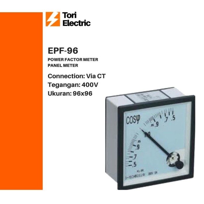 Jual Power Factor Meter Panel Meter Analog EPF-96 Via CT 400V 96x96mm ...