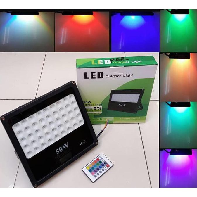 Jual Lampu Led Sorot Rgb 3535 50W 220V Flood Light Outdoor Henseki Termurah | Shopee Indonesia