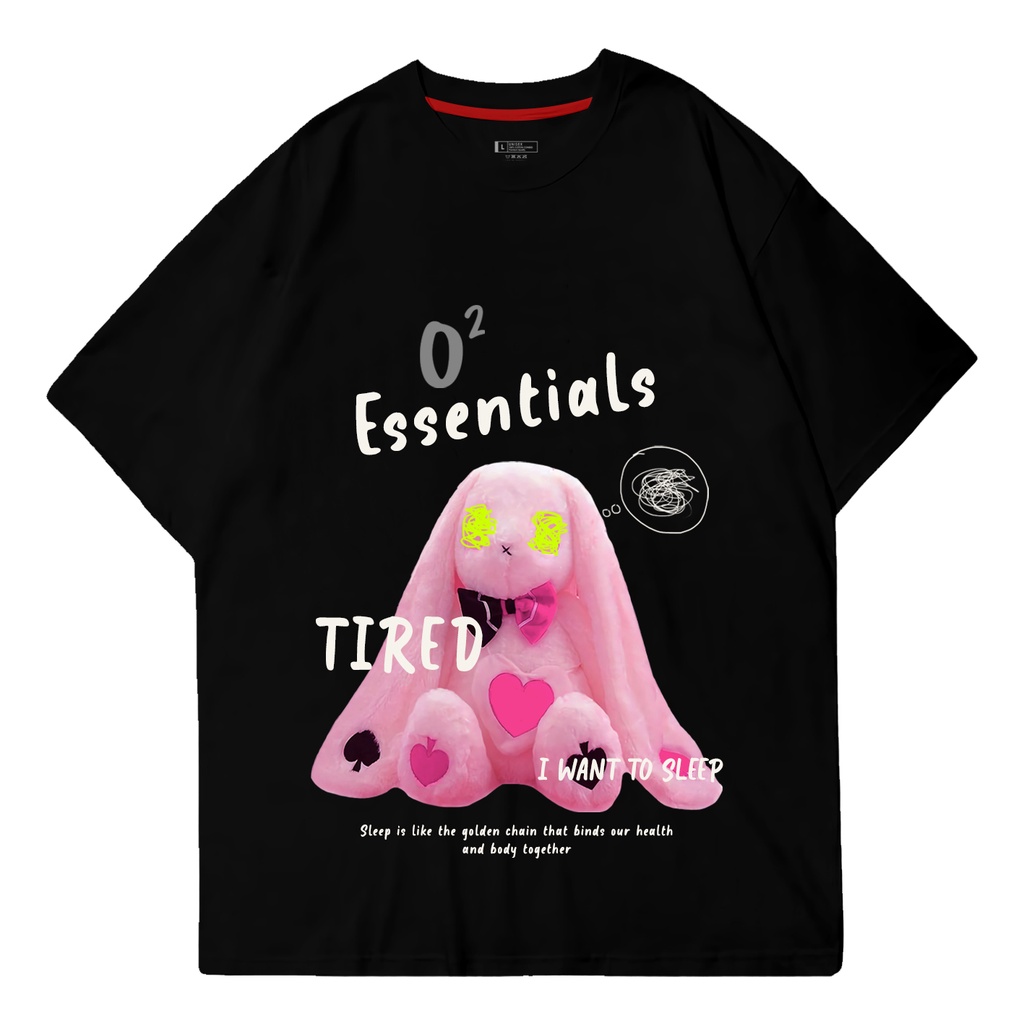 Jual O2 Essentials Kaos Oversize Hitam Premium Pria dan Wanita - Tired ...